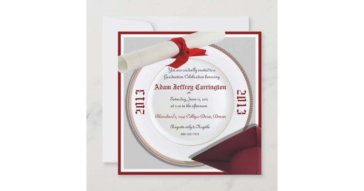 Maroon and Gray Graduation Party Invitations | Zazzle