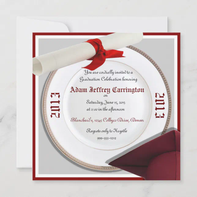 Maroon and Gray Graduation Party Invitations | Zazzle