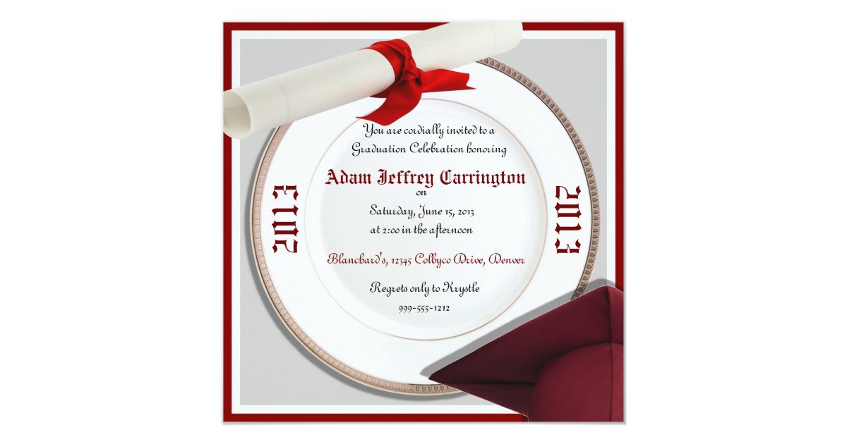Maroon and Gray Graduation Party Invitations | Zazzle.com