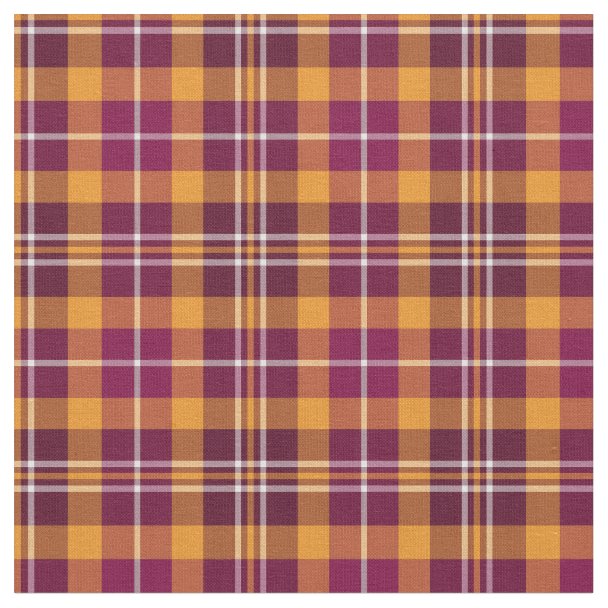Orange and White Plaid Fabric | Zazzle.com