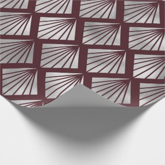 Maroon and Silver Art Deco Diamond Pattern Wrapping Paper | Zazzle