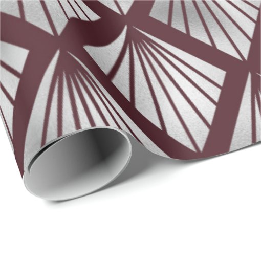 Maroon and Silver Art Deco Diamond Pattern Wrapping Paper | Zazzle