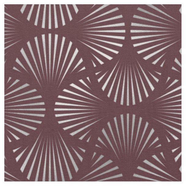 Maroon and Silver Art Deco Diamond Pattern Fabric | Zazzle