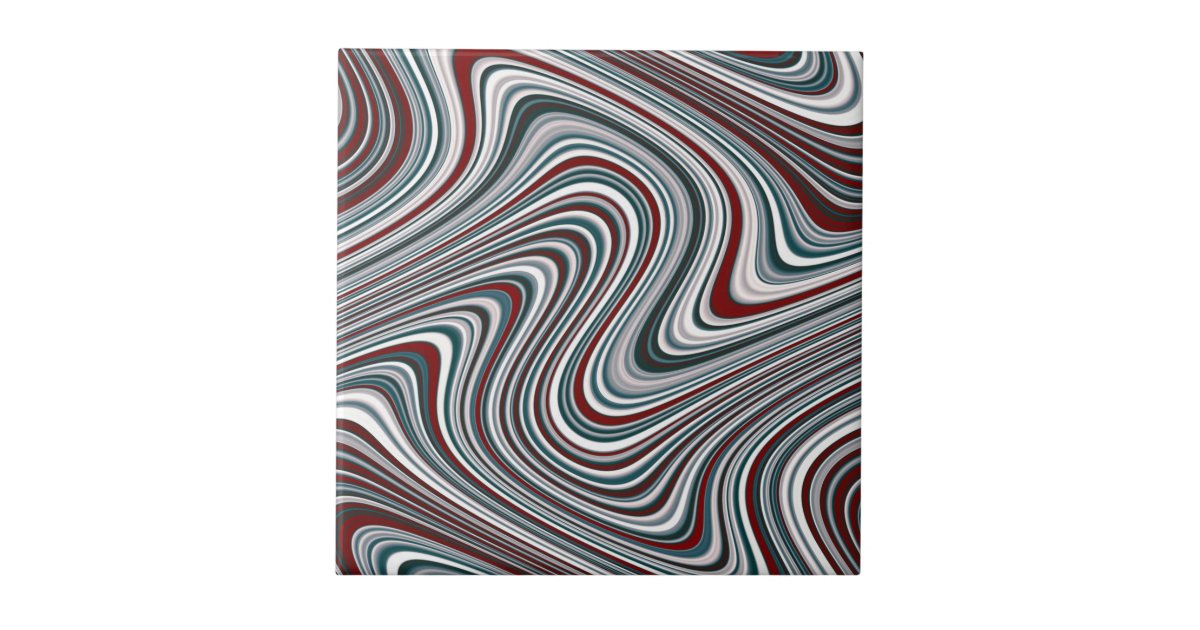 Maroon and Teal Blue Abstract Curvy Shapes Ceramic Tile | Zazzle