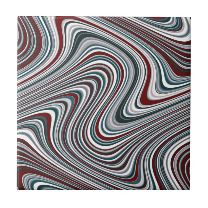 Maroon and Teal Blue Abstract Curvy Shapes Ceramic Tile | Zazzle.com