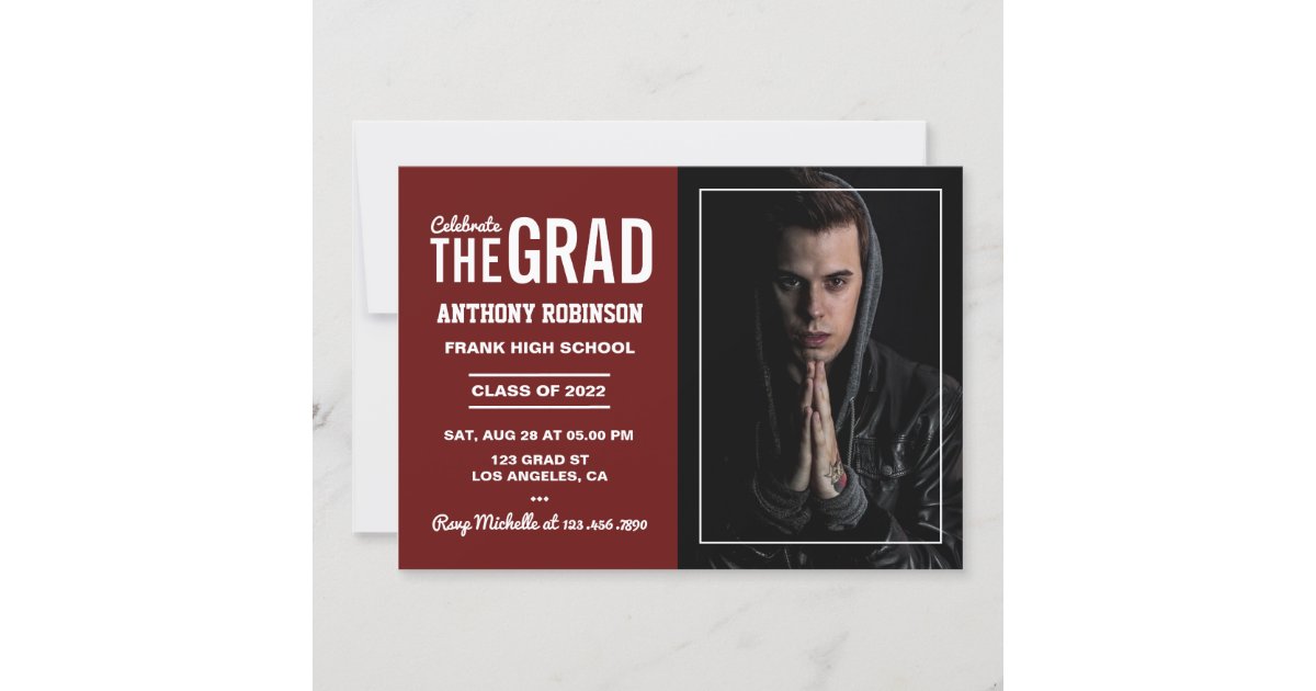 Maroon and White Graduation Party Invitation | Zazzle
