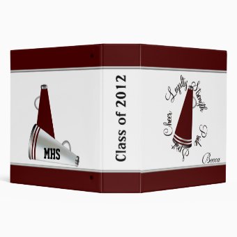 Maroon and White Megaphone Cheerleader Binder | Zazzle