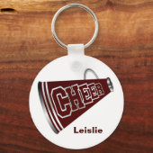Maroon and White Megaphone Cheerleader KeyChain | Zazzle