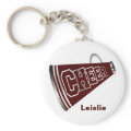 Maroon and White Megaphone Cheerleader KeyChain | Zazzle