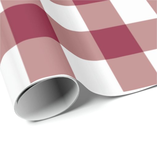 Maroon and White Plaid Gingham Wrapping Paper | Zazzle