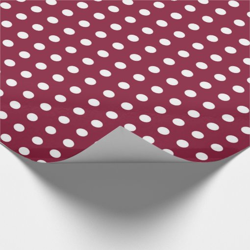 Maroon and White Polka Dot Wrapping Paper | Zazzle