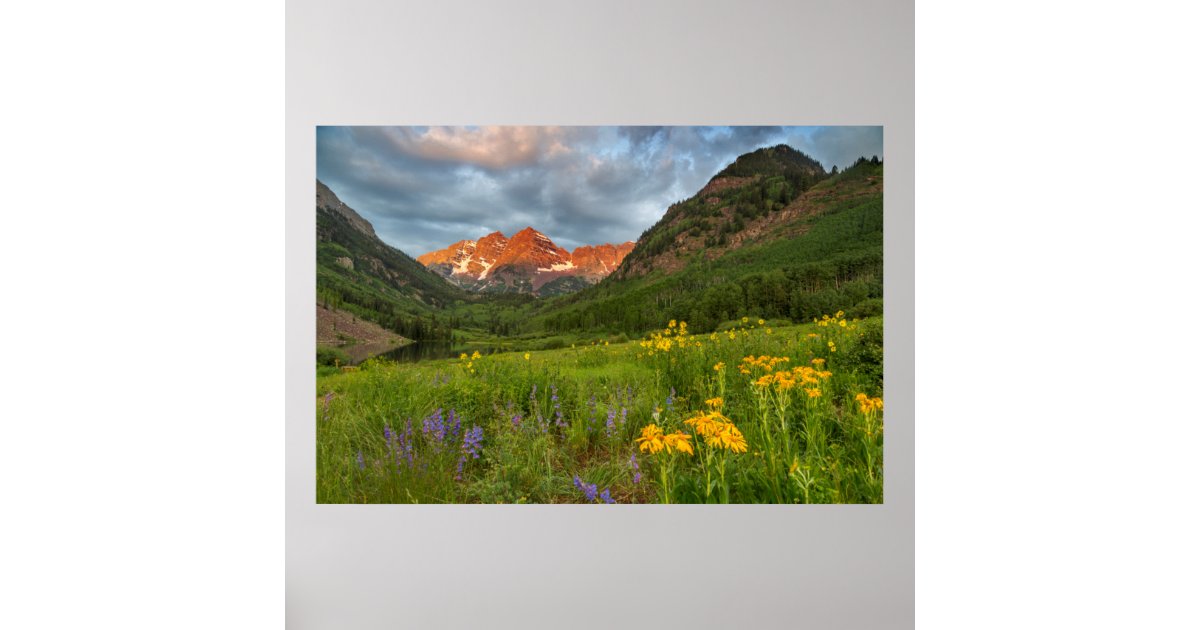 Maroon Bells Reflect Into Calm Maroon Lake Poster | Zazzle