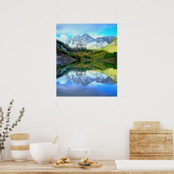 Maroon Bells reflecting in Maroon Lake Poster | Zazzle