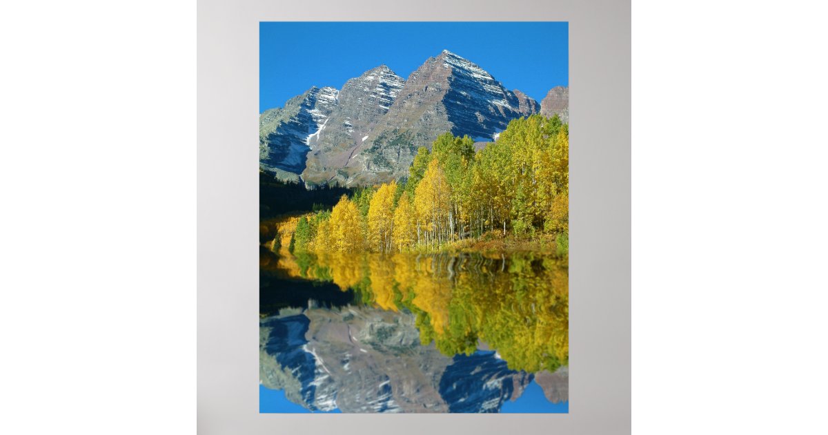 Maroon Bells With Aspens Poster | Zazzle