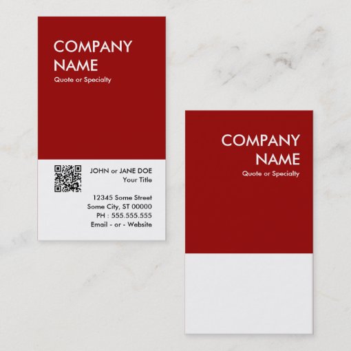 maroon bold design your own QR code Business Card | Zazzle