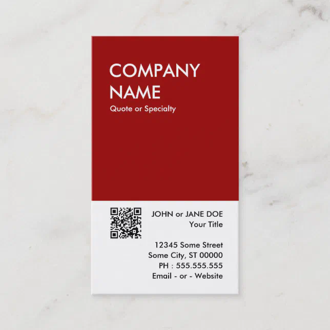 maroon bold design your own QR code Business Card | Zazzle
