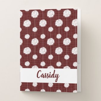 Maroon Cheerleader Pom Pom Pattern Pocket Folder | Zazzle