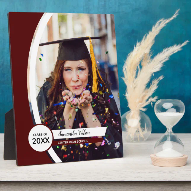 Maroon Curved Frame Photo Graduation | Zazzle