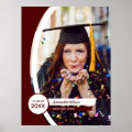 Maroon Curved Frame Photo Graduation Poster | Zazzle