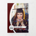Maroon Curved Frame Three Photo Graduation Tri-Fold Invitation | Zazzle