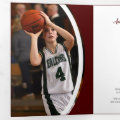 Maroon Curved Frame Three Photo Graduation Tri-Fold Invitation | Zazzle