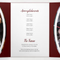 Maroon Curved Frame Three Photo Graduation Tri-Fold Invitation | Zazzle