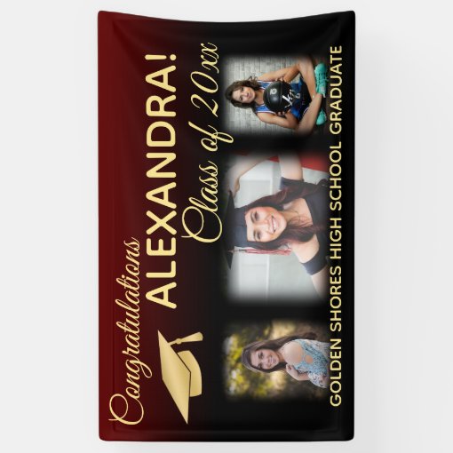 Maroon Fade Filter Effect Photo Graduation Banner | Zazzle