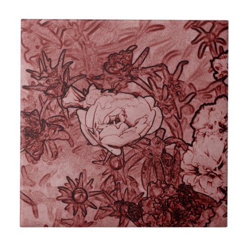 Maroon Flowers tile
