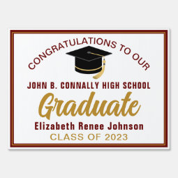 Maroon Gold Congratulations Graduate Custom Yard Sign | Zazzle