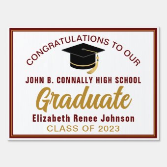 Maroon Gold Congratulations Graduate Custom Yard Sign | Zazzle