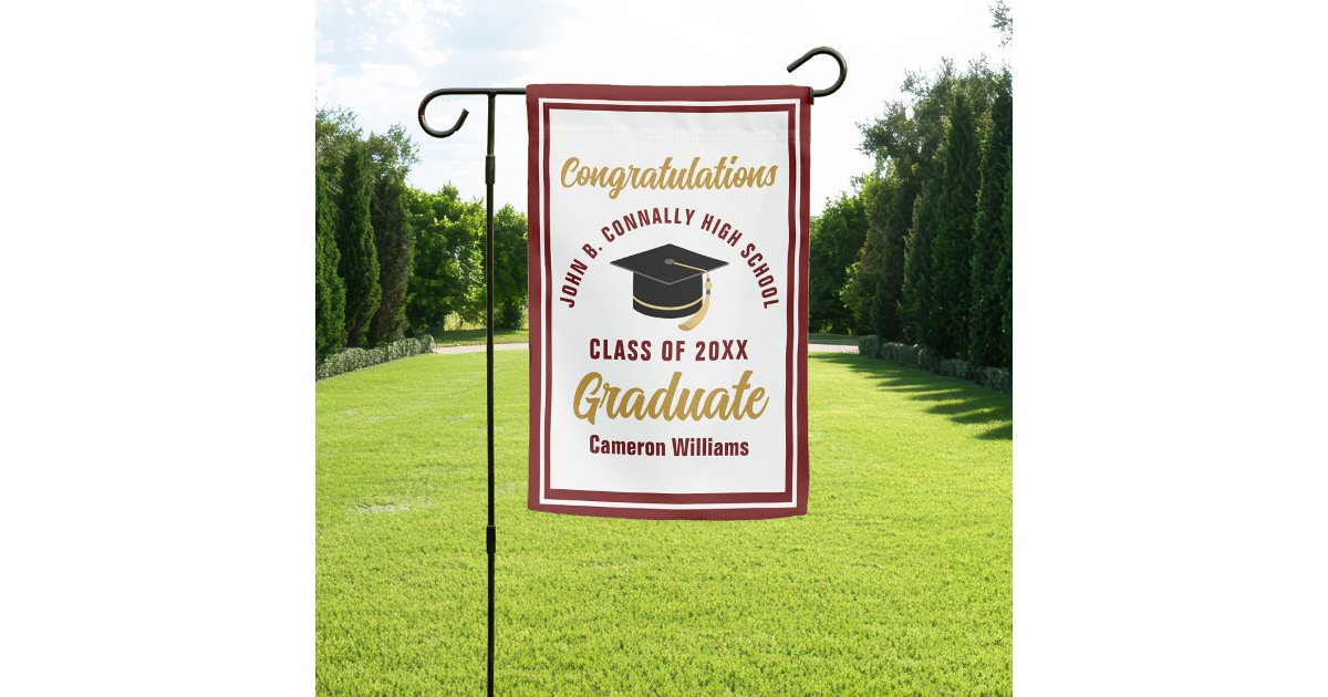 Maroon Gold Congratulations Graduate Customized Garden Flag | Zazzle