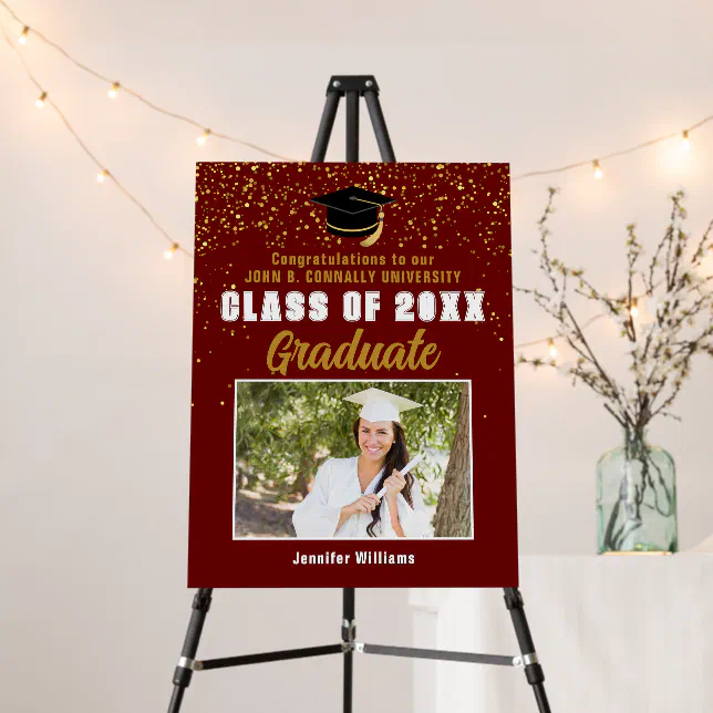 Maroon Gold Congratulations Graduation Photo Party Foam Board | Zazzle