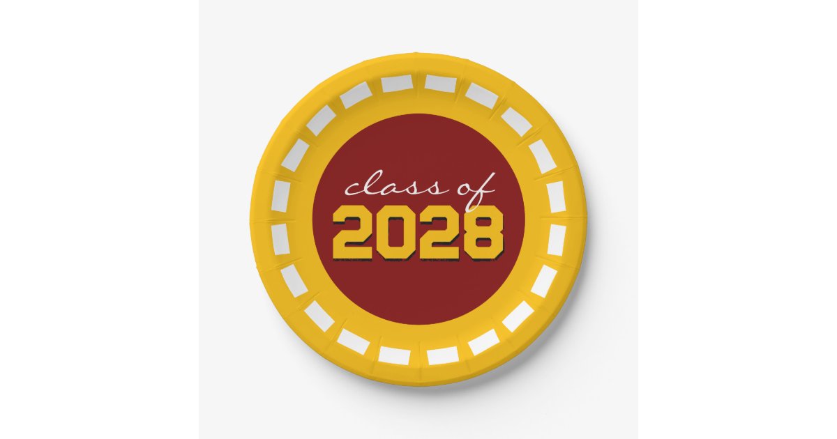 Maroon & Gold Filmstrip Class Year Graduation Paper Plates | Zazzle