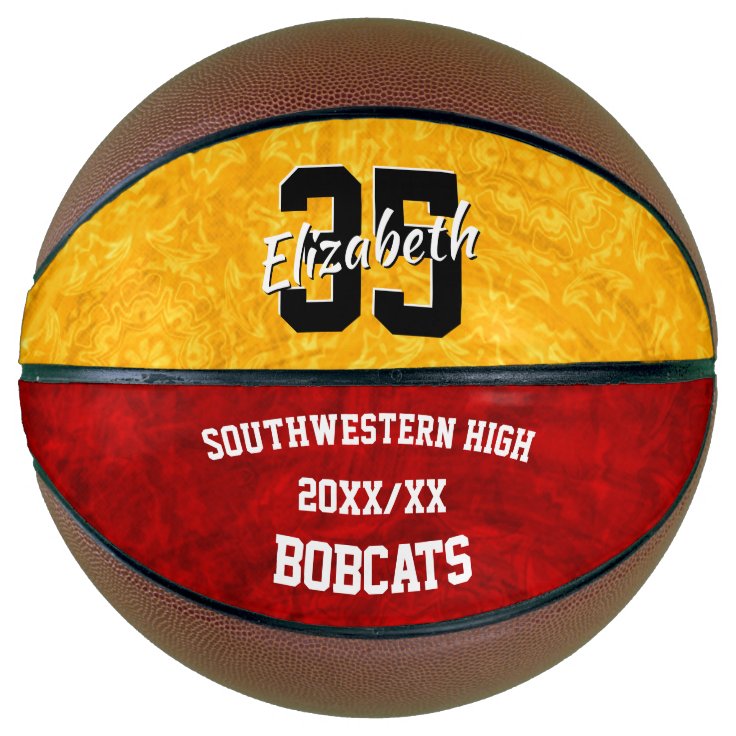 maroon gold girls' team spirit commemorative basketball | Zazzle