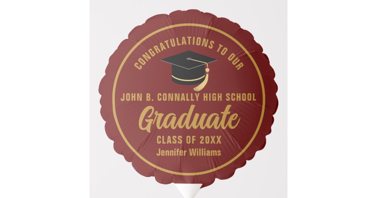 Maroon Gold Graduate Custom 20254 Graduation Party Balloon | Zazzle