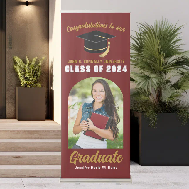 Maroon Gold Graduate Photo Arch Graduation Party Retractable Banner ...