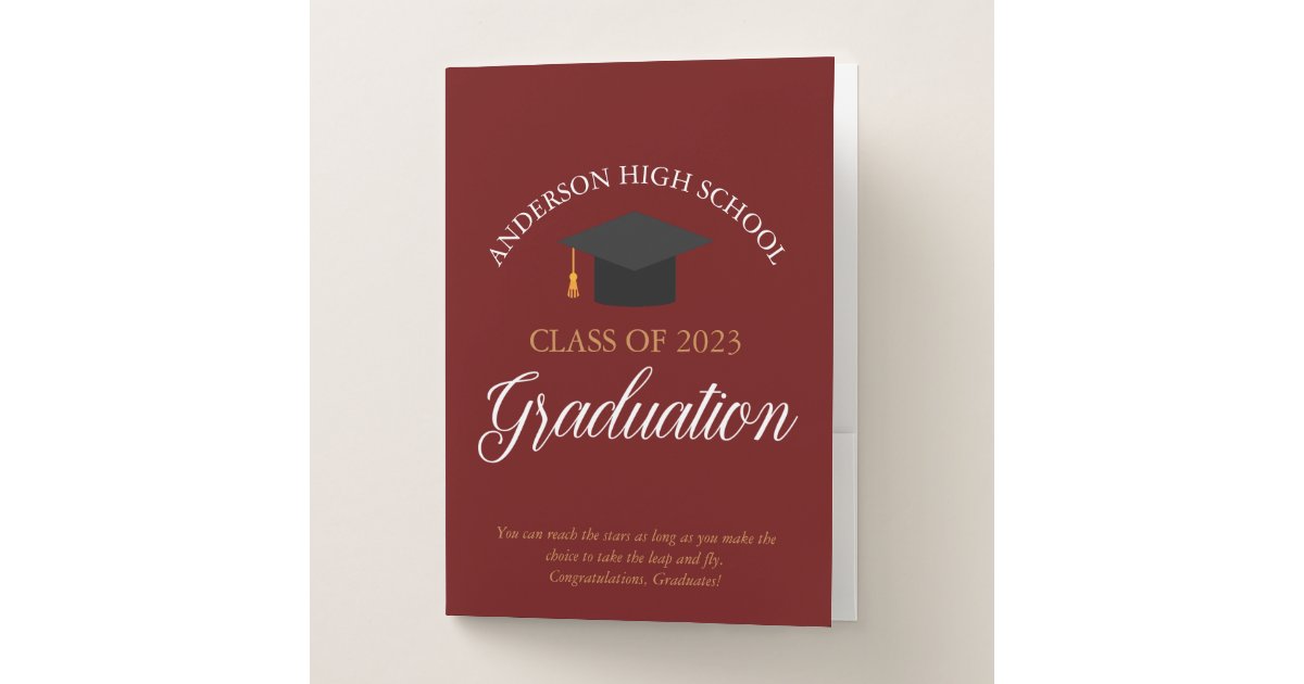 Maroon Gold Graduation Class of 2025 Ceremony Pocket Folder | Zazzle