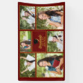 Maroon Gold Graduation Photo Collage Modern Party Banner | Zazzle