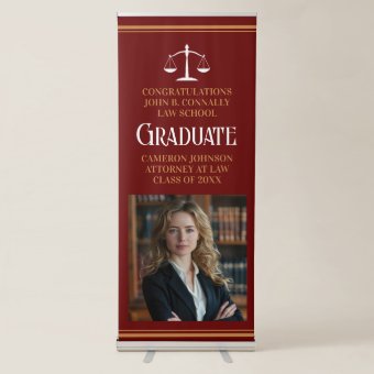 Maroon Gold Law School Photo Graduation Party Retractable Banner | Zazzle
