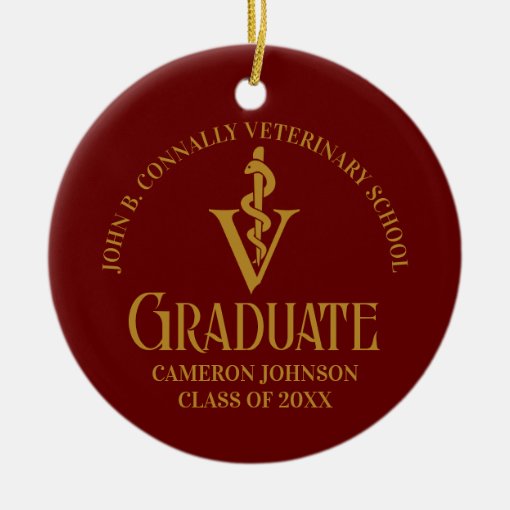 Maroon Gold Veterinary School Photo Graduation Ceramic Ornament | Zazzle