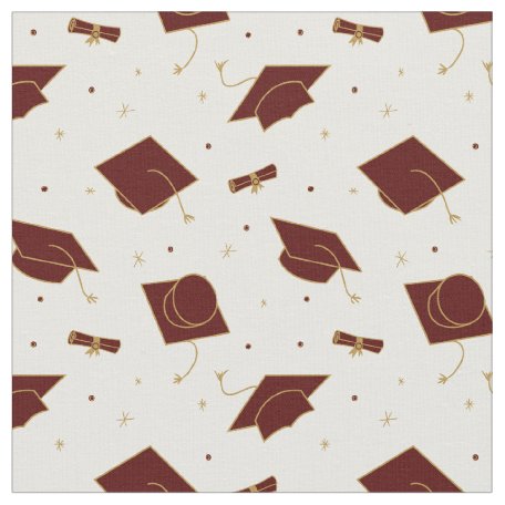 Blue Background Graduation Cap Toss Fabric | Zazzle