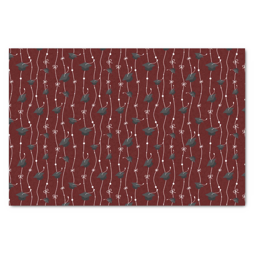 Maroon Graduation Caps and Ribbon Tissue Paper | Zazzle