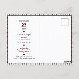 Maroon & Gray Blue Argyle Pattern Baby Shower Postcard | Zazzle