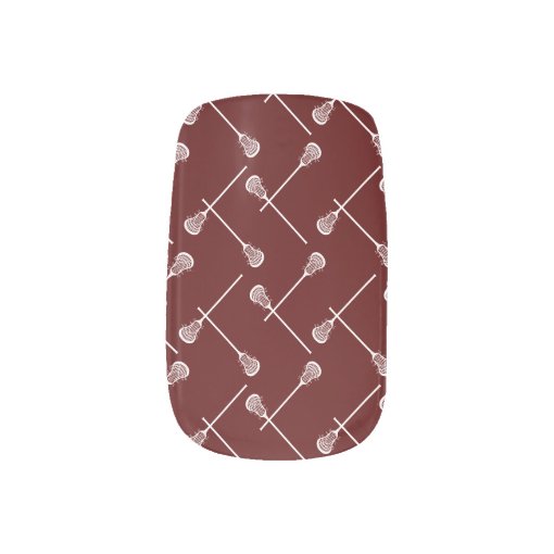 Maroon Lacrosse White Sticks Patterned Minx Nail Art | Zazzle