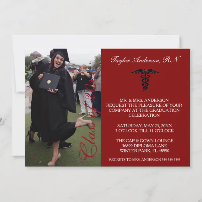 Maroon Medical RN School Graduation Announcement | Zazzle