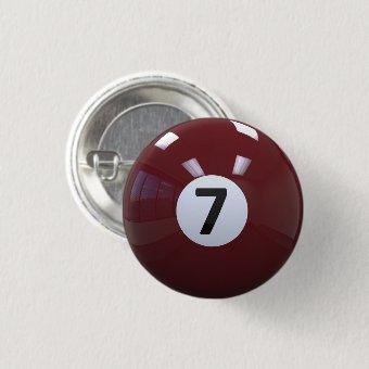 Maroon No. 7 Billiard Pool Ball Button | Zazzle