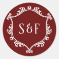 Maroon Red and White Crest Monogram Envelope Seal | Zazzle