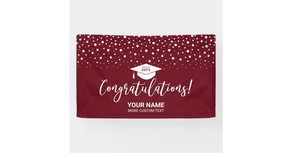 Maroon Red Confetti Congratulations Graduation Banner | Zazzle