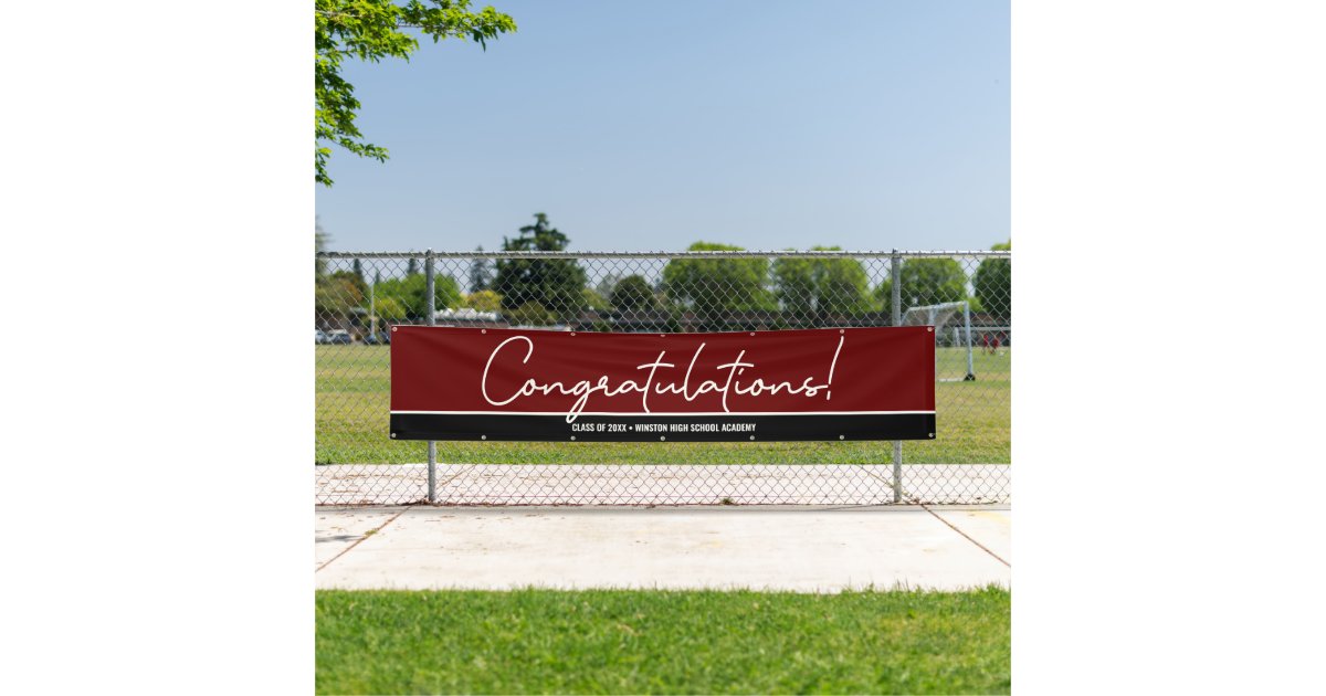 Maroon Red Congratulations Class of 2024 Grads Banner | Zazzle