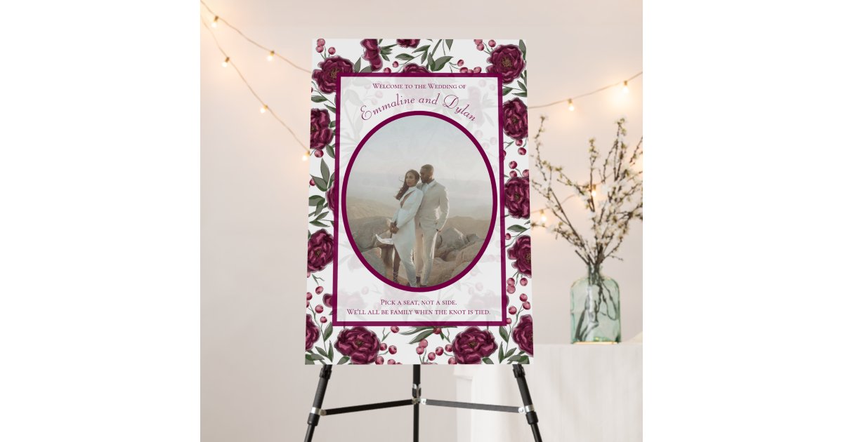 Maroon Rose Wedding Photo Ceremony Sign | Zazzle